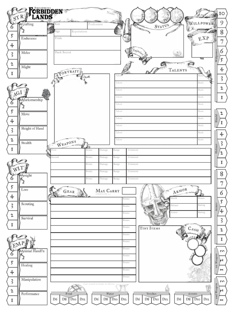 Scrollwork - A Tracking Character Sheet | PDF | Role Playing Games
