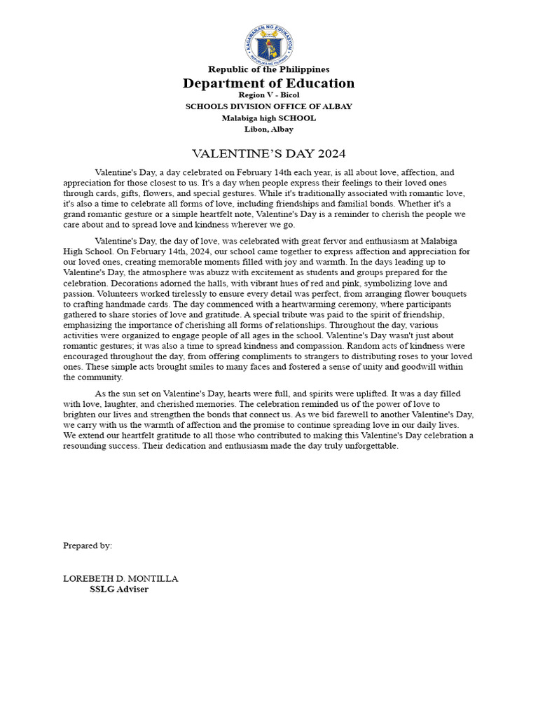 VALENTINE'S Narrative | PDF | Valentine's Day | Love