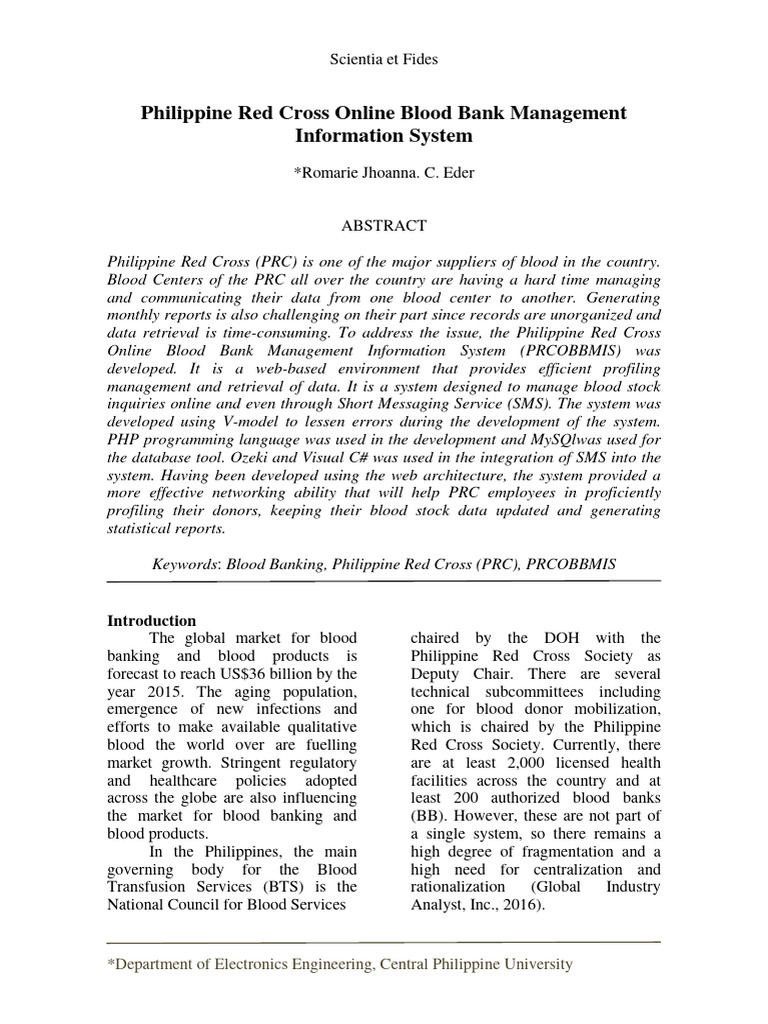 Blood Bank Management System Research Paper | PDF | Databases | Blood ...