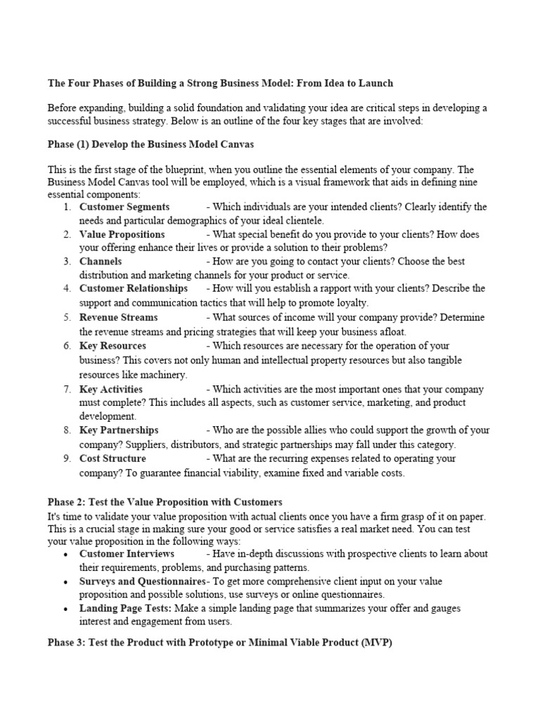 The Four Phases of Building A Strong Business Model 1 | PDF | Business ...