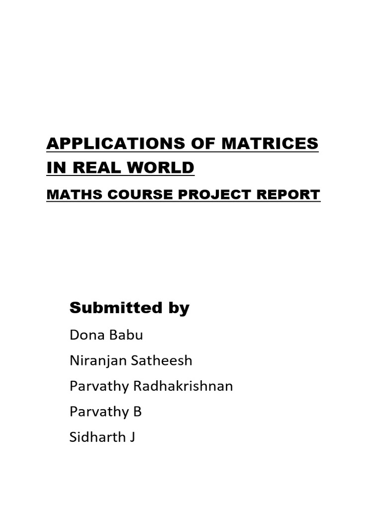 Applications of Matrices in Real World | PDF | Matrix (Mathematics ...