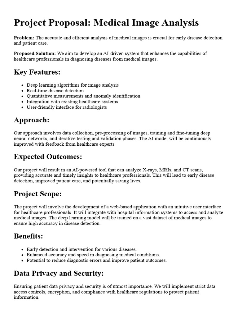 Project Proposal - Medical Image Analysis | PDF | Medical Imaging | Artificial Intelligence