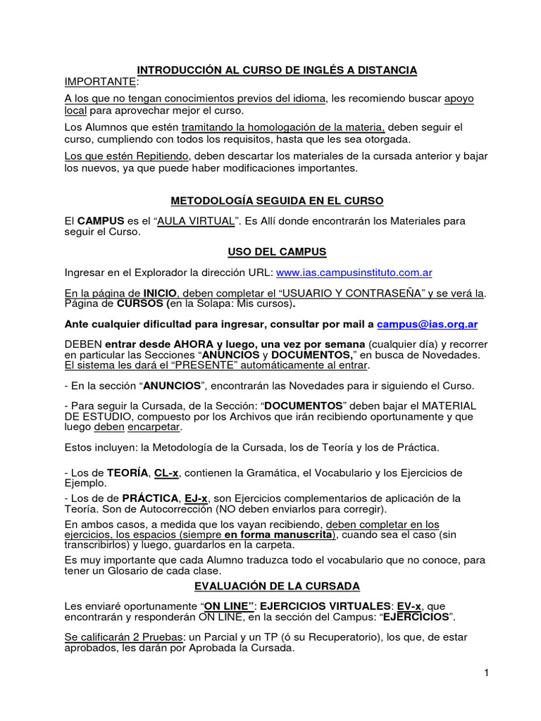 Introduccion Al Curso A Distancia | PDF