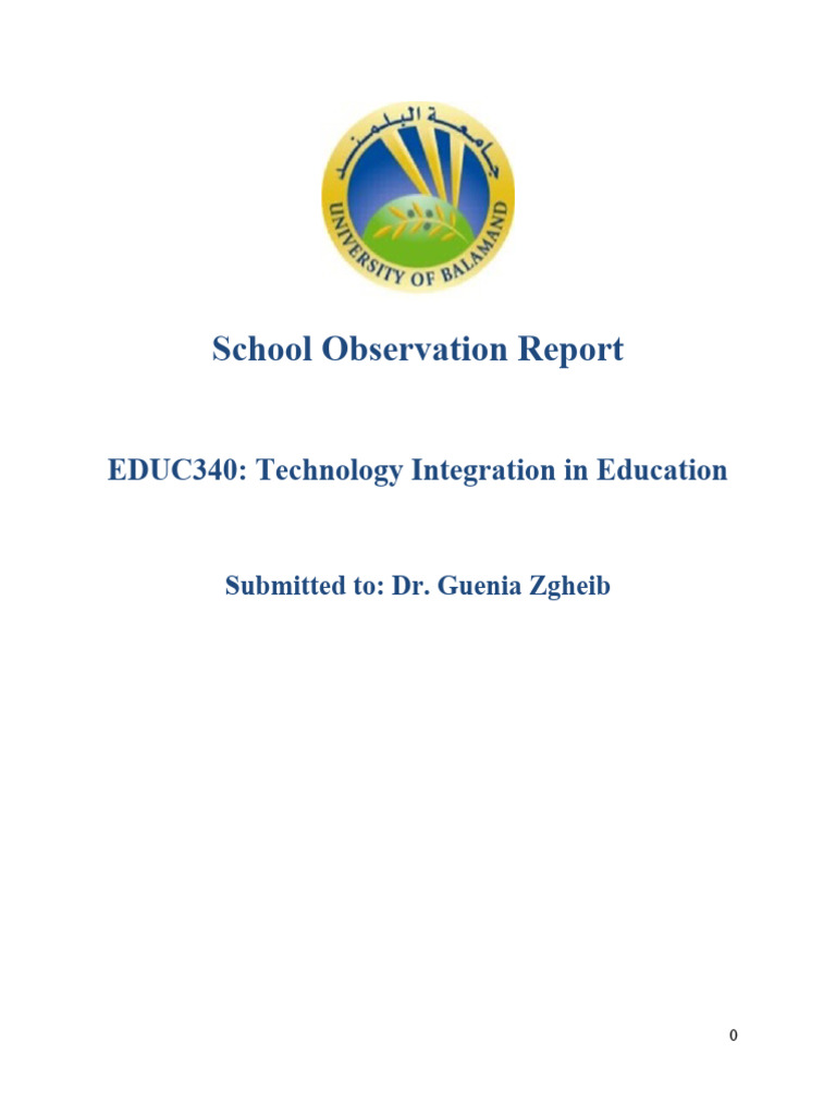 School Observation Report - Georgina Daher | PDF | Educational ...