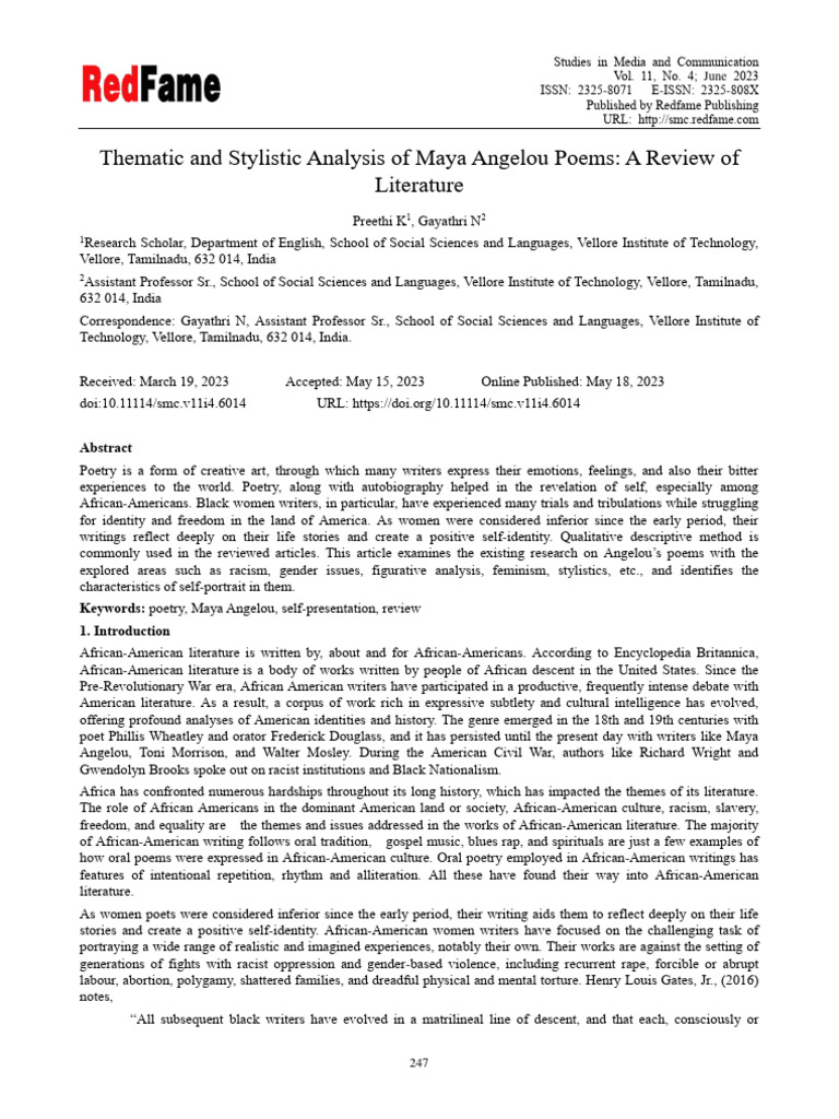 Thematic and Stylistic Analysis of Maya Angelou Po | PDF | Metaphor ...