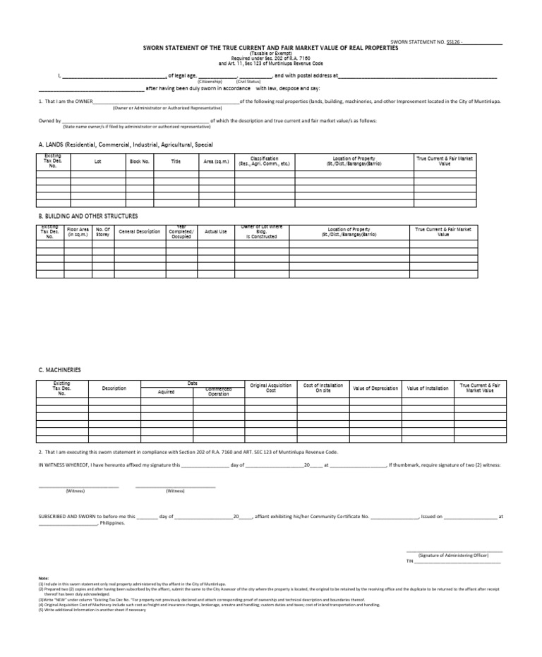 SWORN-STATEMENT Blank Editable | PDF | Affidavit | Taxes