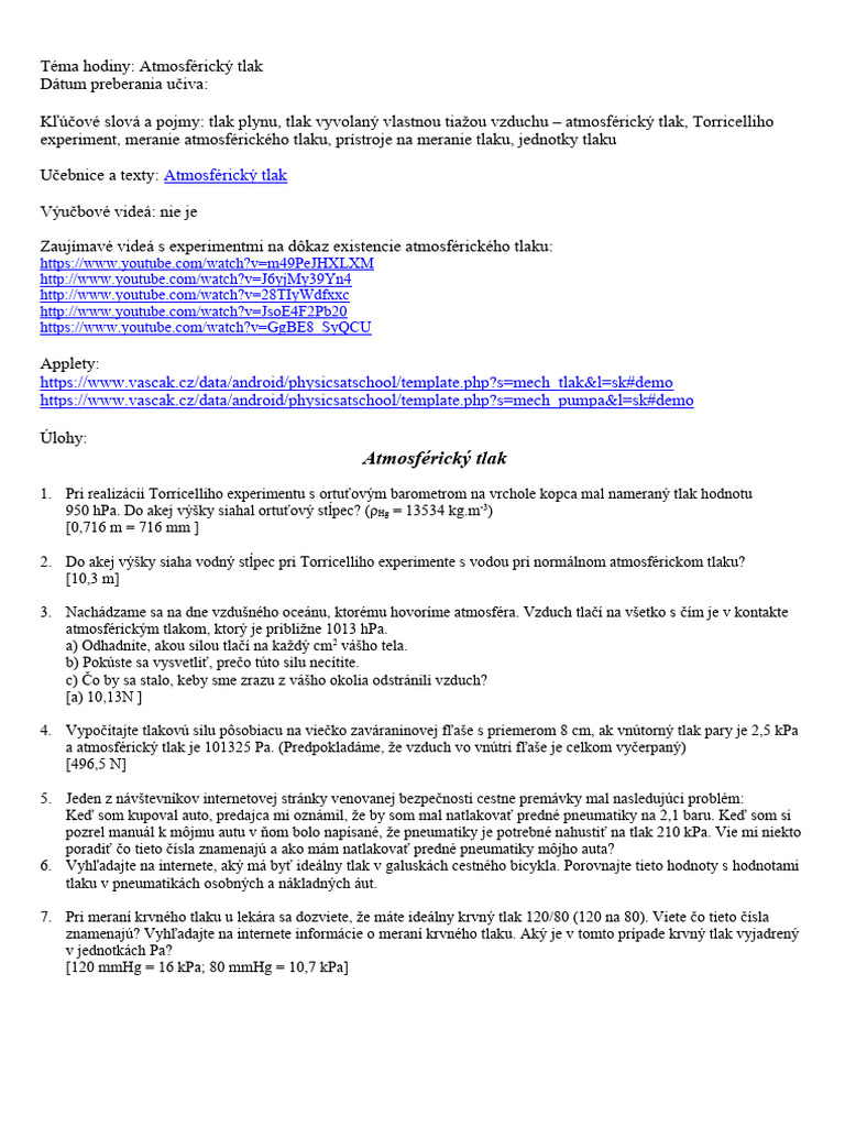 10.4 Atmosférický Tlak | PDF