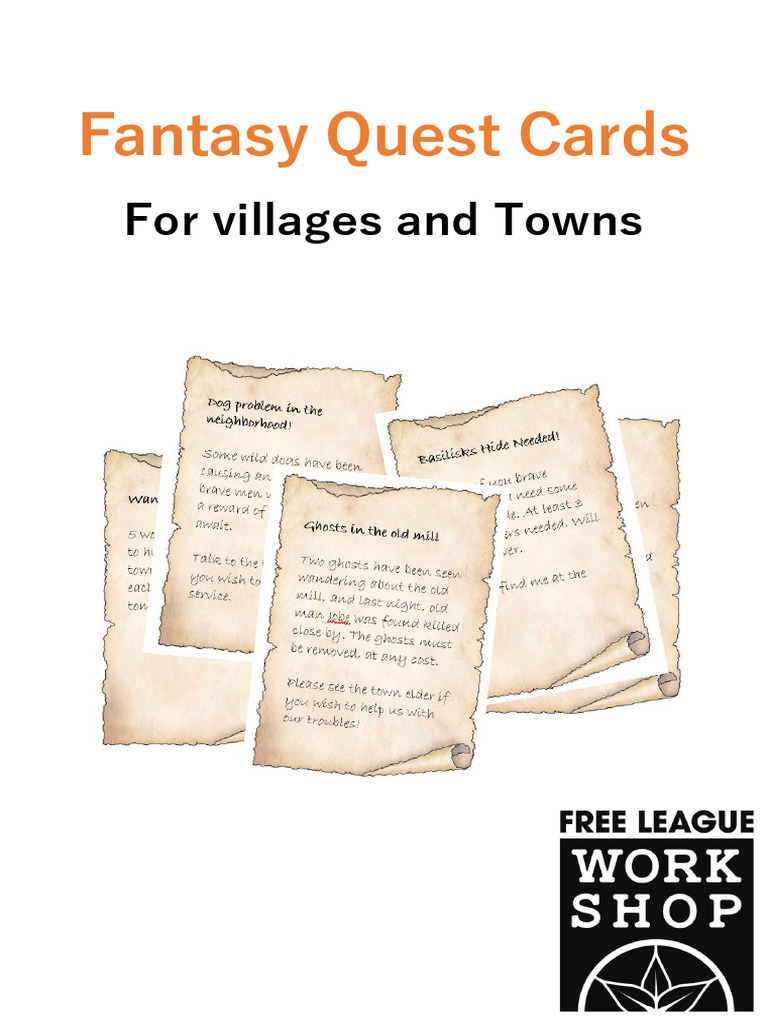 Fantasy Quest Cards For Villages and Towns | PDF