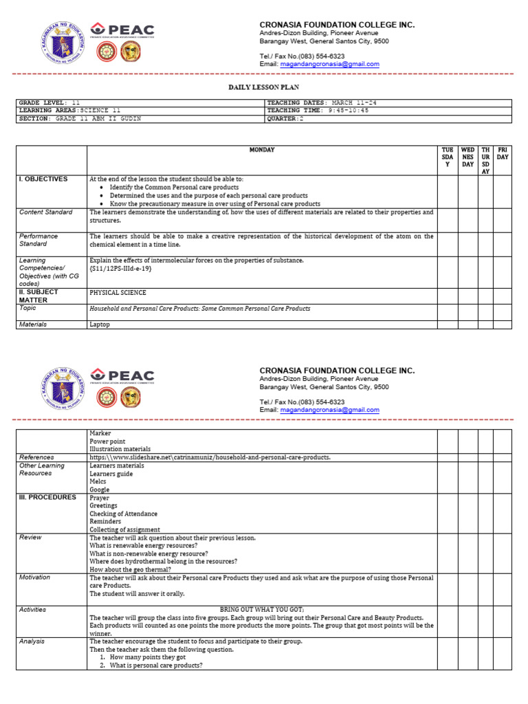 2-COSMETIC-LESSON-PLAN | PDF | Cosmetics