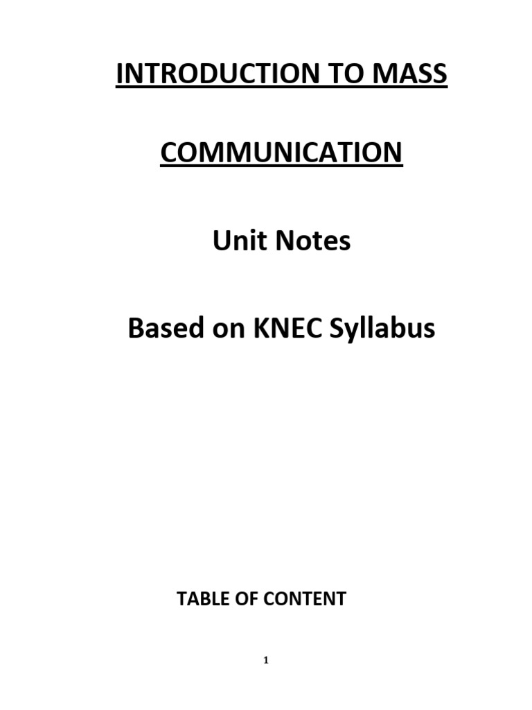 Overview of Mass Communication Concepts | PDF | Communication | Mass Media