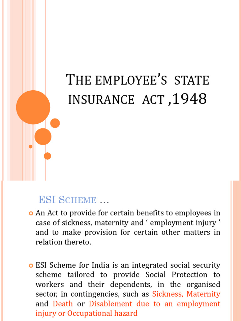 ESI ACT | PDF | Employment | Welfare