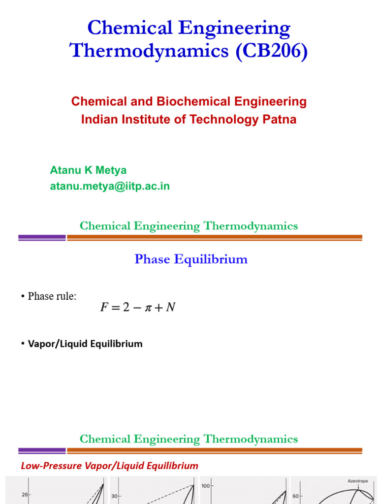 Chemical Engineering Thermodynamics Overview | PDF | Gibbs Free Energy ...
