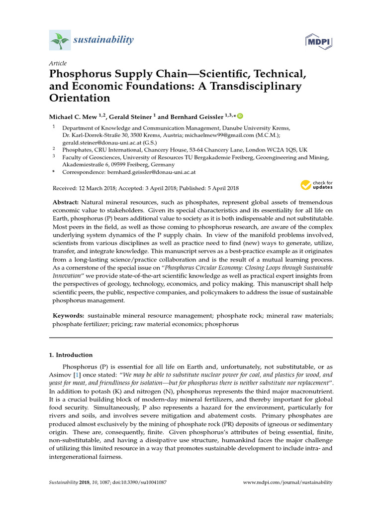 Phosphorus Supply Chain | PDF | Prices | Demand