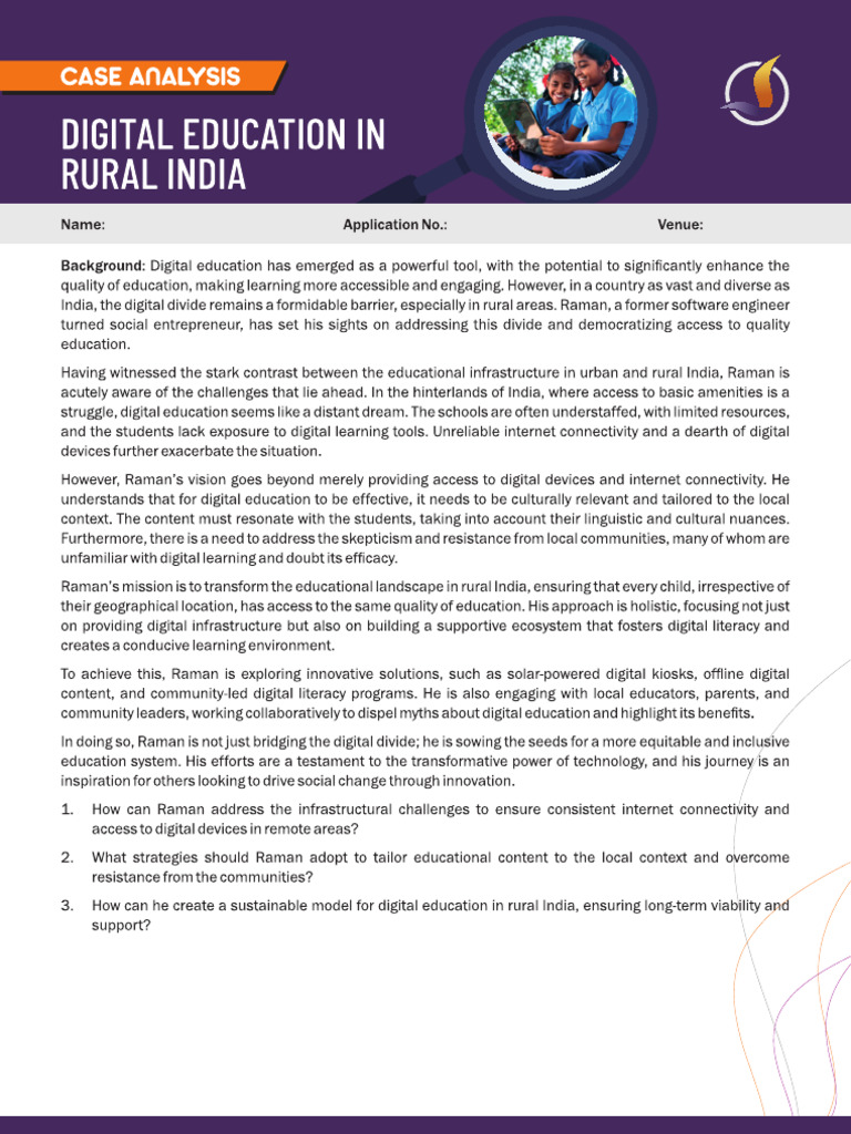 Case Study Digital Education in Rural India (CTC) | PDF