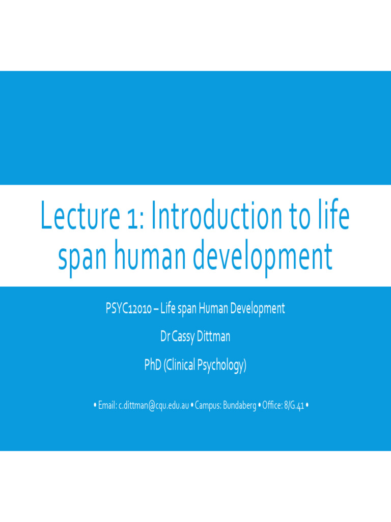 Lecture 1 - Intro To Life Span Human Development | PDF | Experiment | Research Design