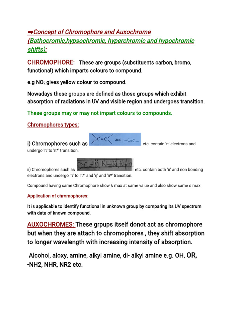 Concept of Chromophores | Download Free PDF | Chromophore | Amine