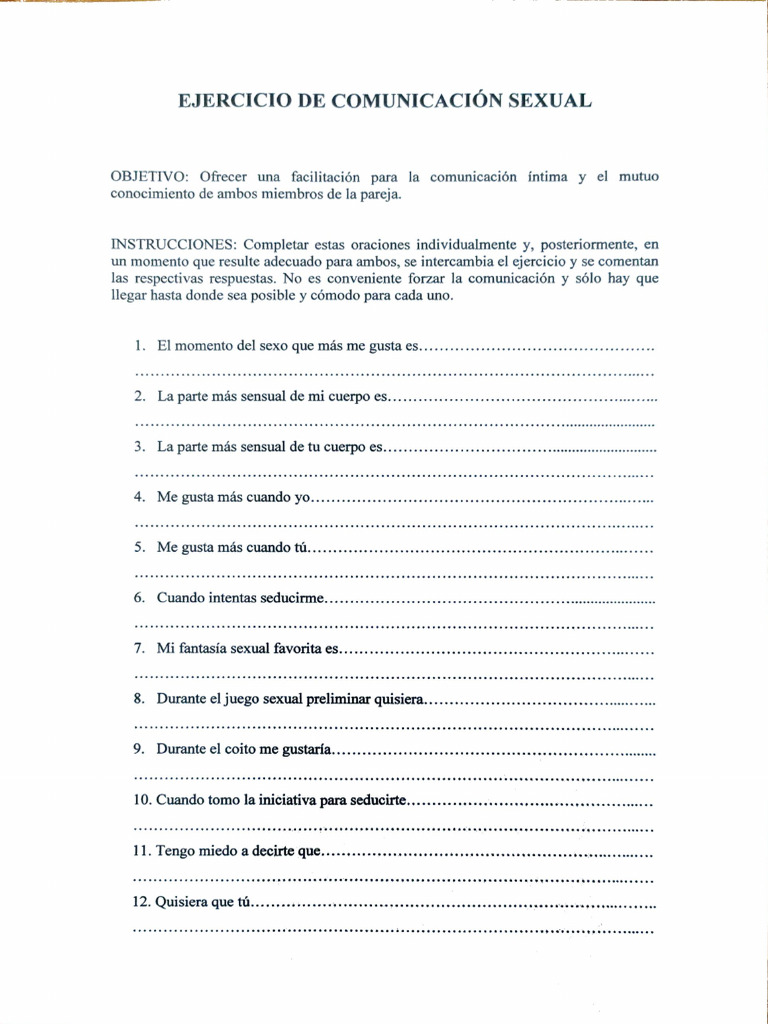 Ejercicio Comunicación Sexual | PDF