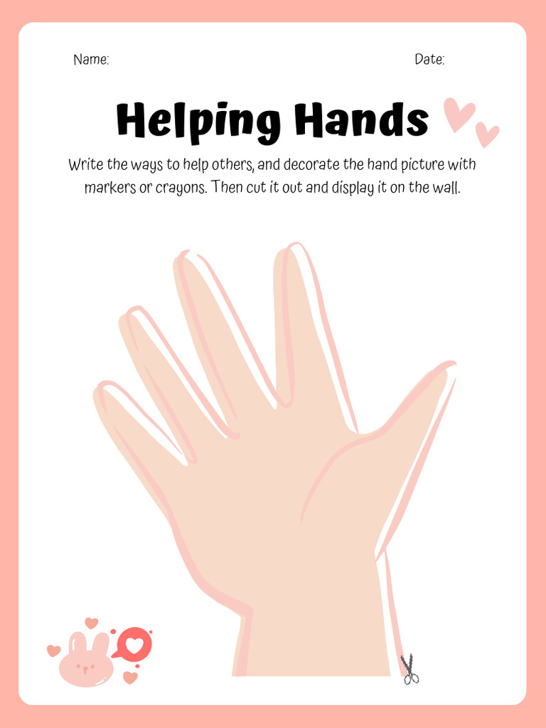 Pastel Pink Preschool Act of Kindness Activity Worksheet | PDF