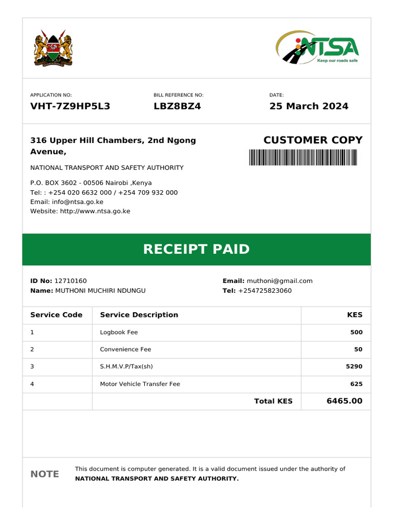 VHT-7Z9HP5L3-RECEIPT | PDF | Taxes | Payments