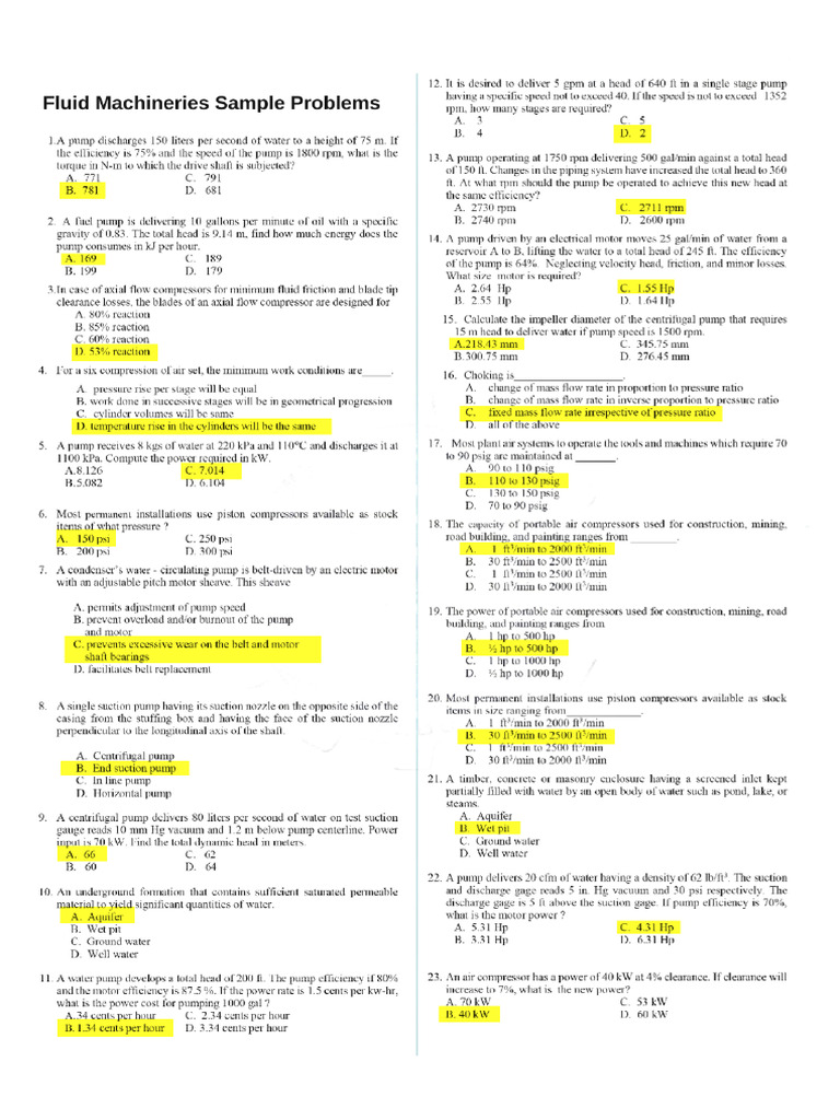 Fluid Machinery Sample Prob Part 1 | PDF
