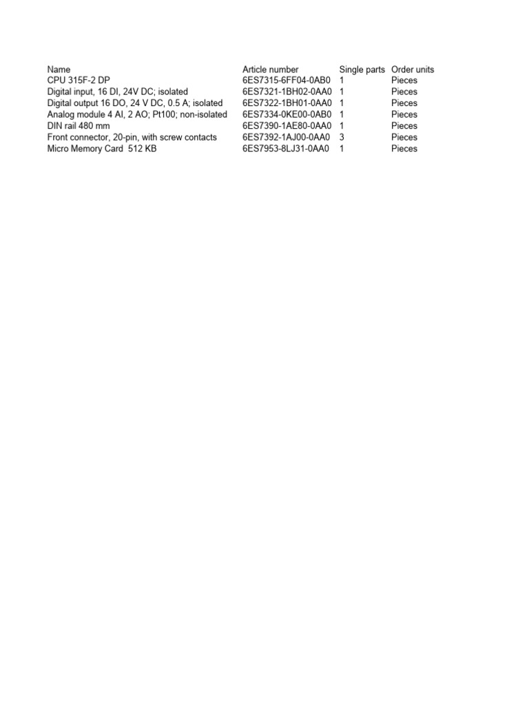 Part List TIA | PDF