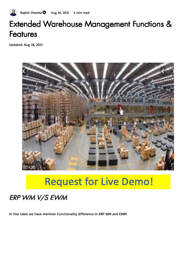 Extended Warehouse Management Functions & Features | PDF