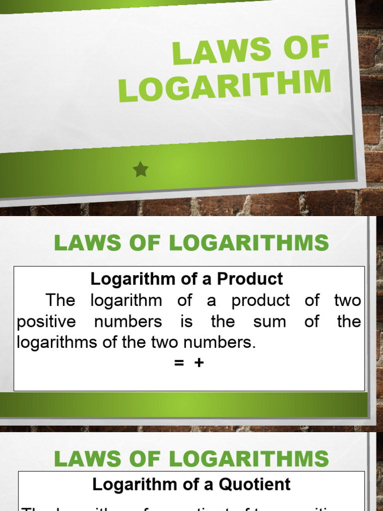 Laws of Logarithm | PDF | Logarithm | Exponential Function