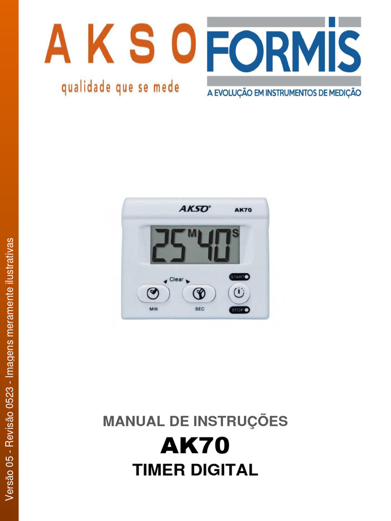 Manual do Timer Digital AK70: Instruções e Especificações | PDF ...