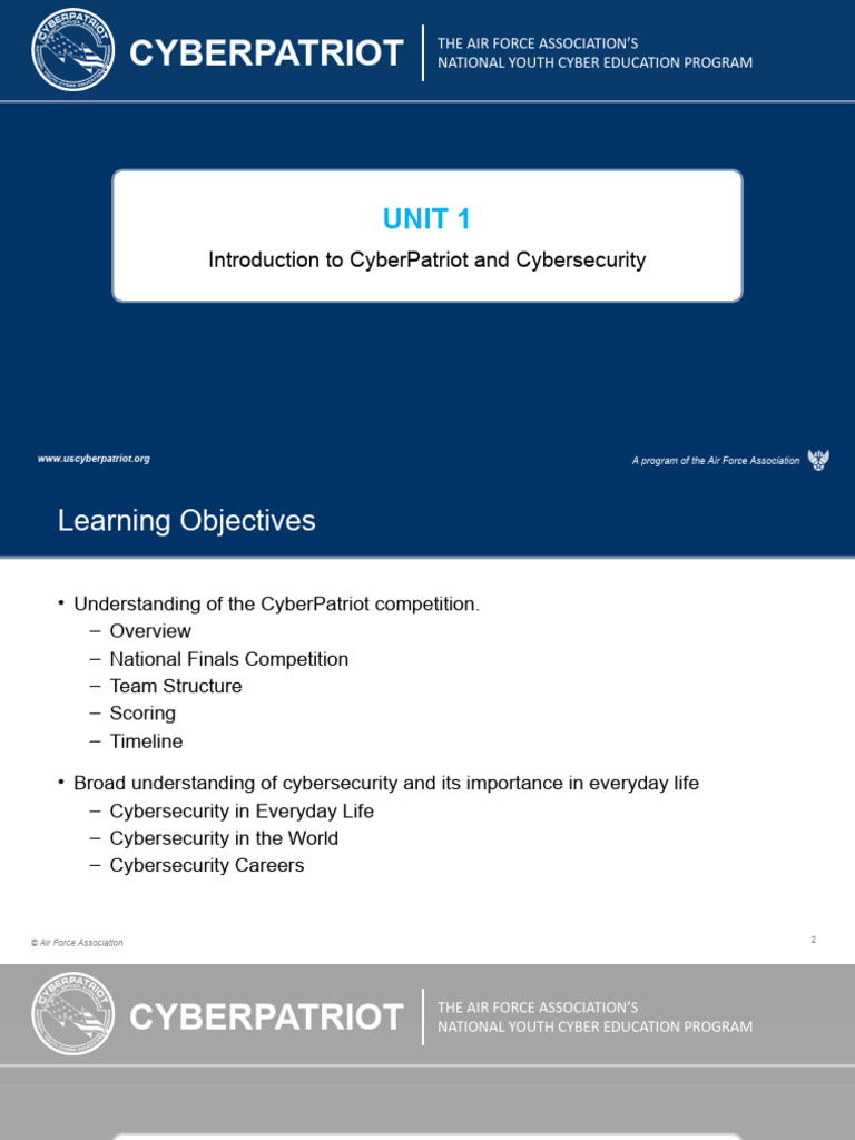 Unit 1 - Introduction To CyberPatriot and Cybersecurity 2021 | PDF ...