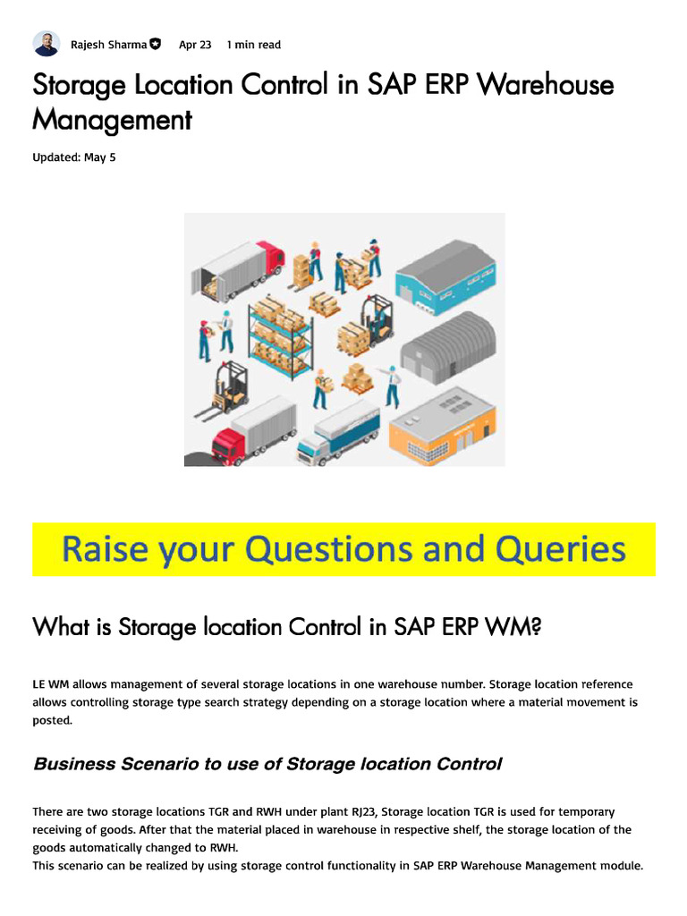 Storage Location Control in SAP ERP Warehouse Management | PDF