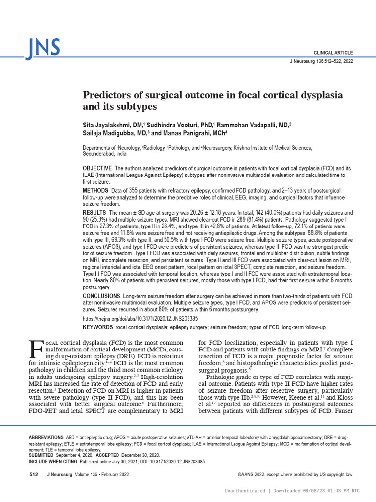 j Neurosurg Article p512 | PDF | Epilepsy | Electroencephalography