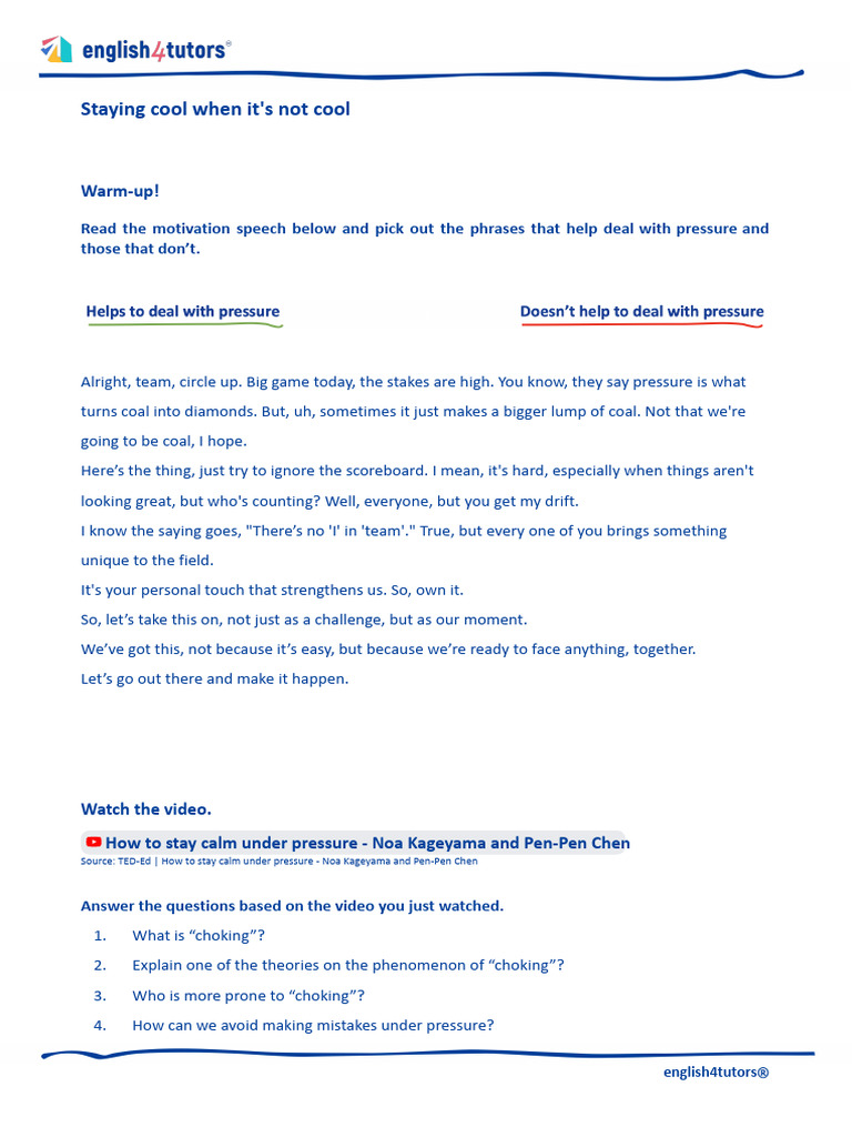 Staying Cool When It's Not Cool - Student's | PDF | Psychological ...