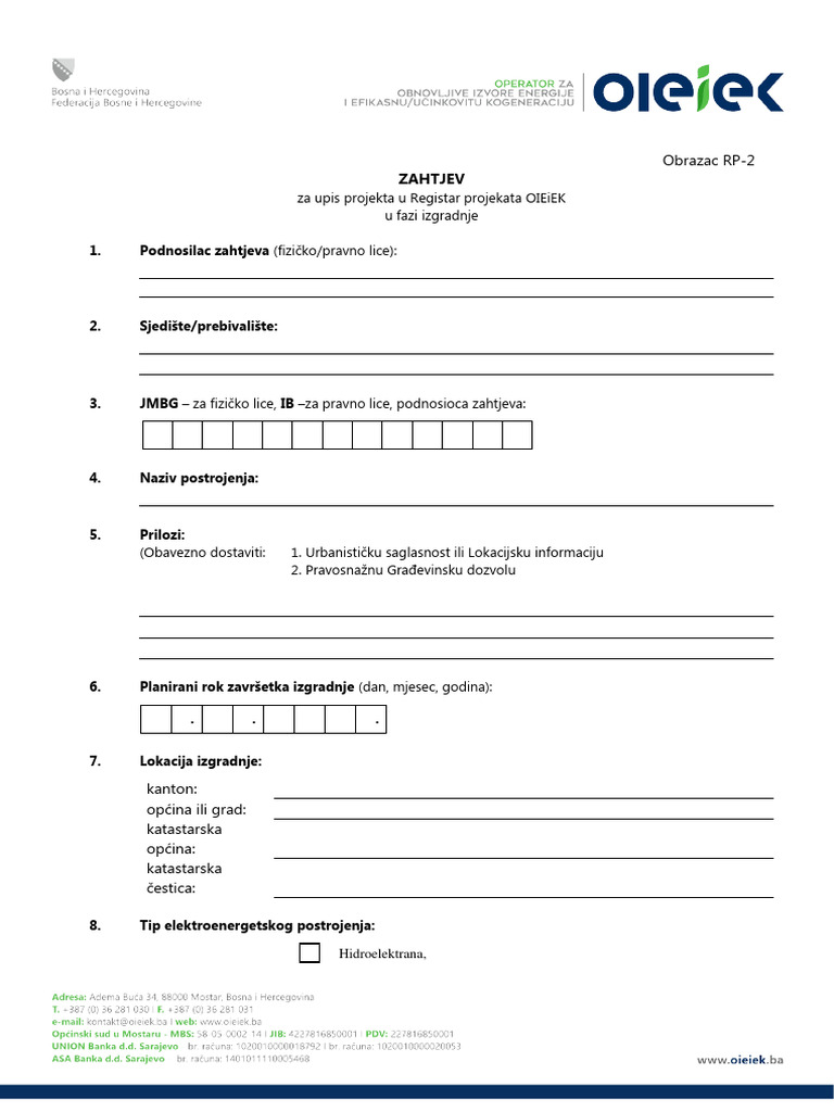 Izmijenjeni RP2 Obrazac | PDF