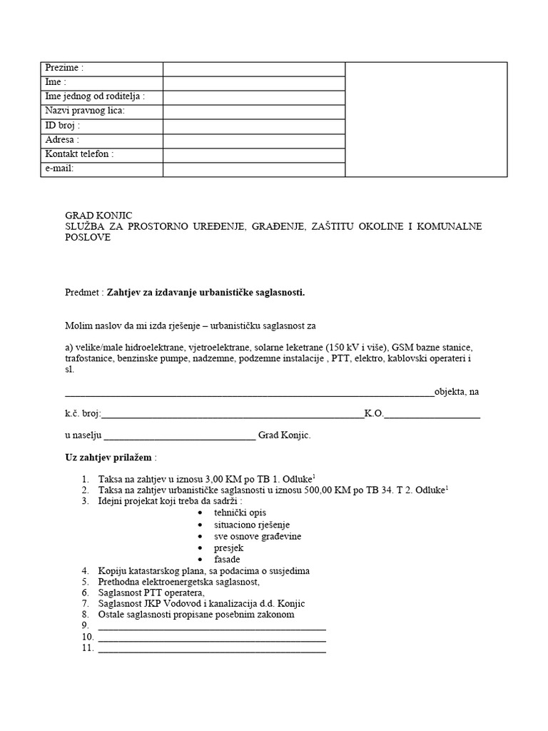 TB34T2Zahtjev-za-izdavanje-urbanisticke-saglasnosti Energetske Objekte - Trafo Stanice ...