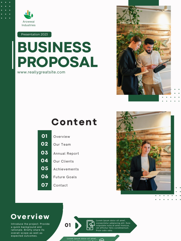 Green Minimalist Professional Business Proposal Presentation | PDF
