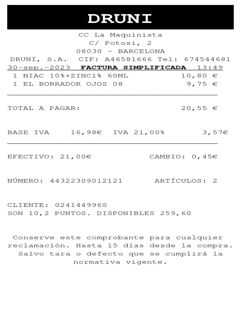 Ticket Compra 44322309012121 - 95 | PDF