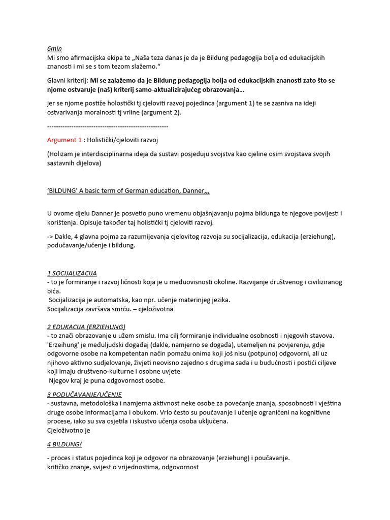 Biljeske Za Debatu | PDF