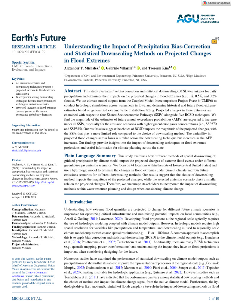 Earth S Future - 2024 - Michalek - Understanding The Impact of ...