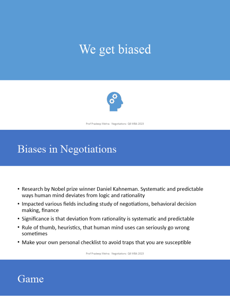 Biases in Negotiations Explained | PDF | Negotiation | Risk