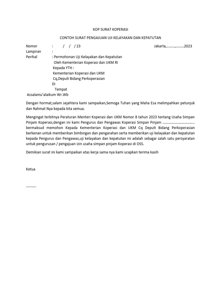 Surat Uji Kelayakan | PDF