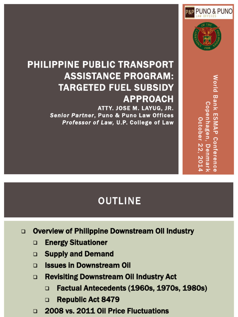 Session 3 - Philippines - Targeted Fuel Subsidy - Layug | PDF | Opec | Petroleum