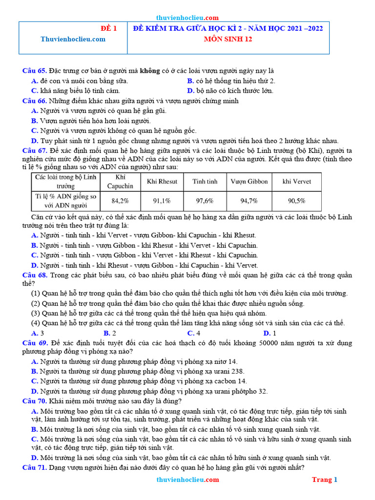 thuvienhoclieu.com-Bo-de-thi-giua-HK2-Sinh-12-nam-2021-2022-co-dap-an.docx | PDF