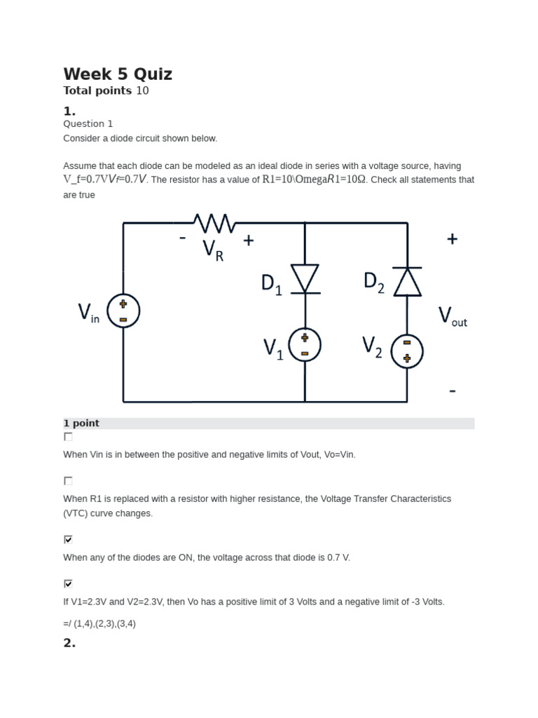 Week 5 Quiz | PDF | Rectifier | Electrical Network