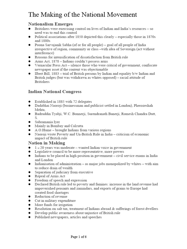 The Making of The National Movement | PDF | British Raj | Partition Of ...