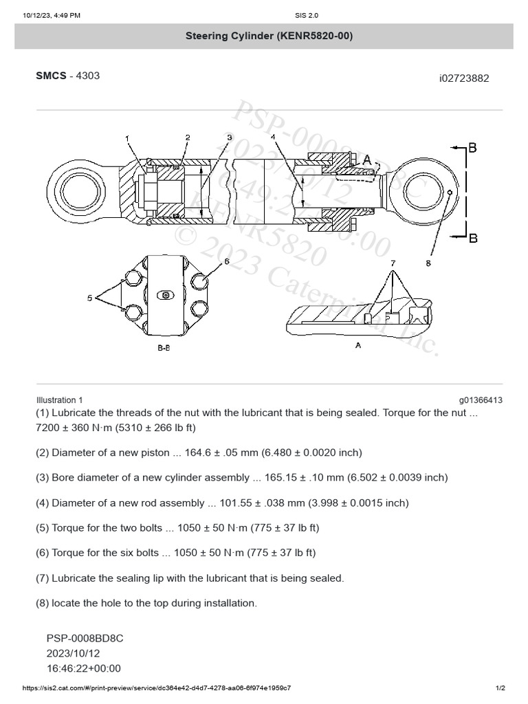 Cat 993K 288-5504 Steering Cylinder GP Spec | PDF