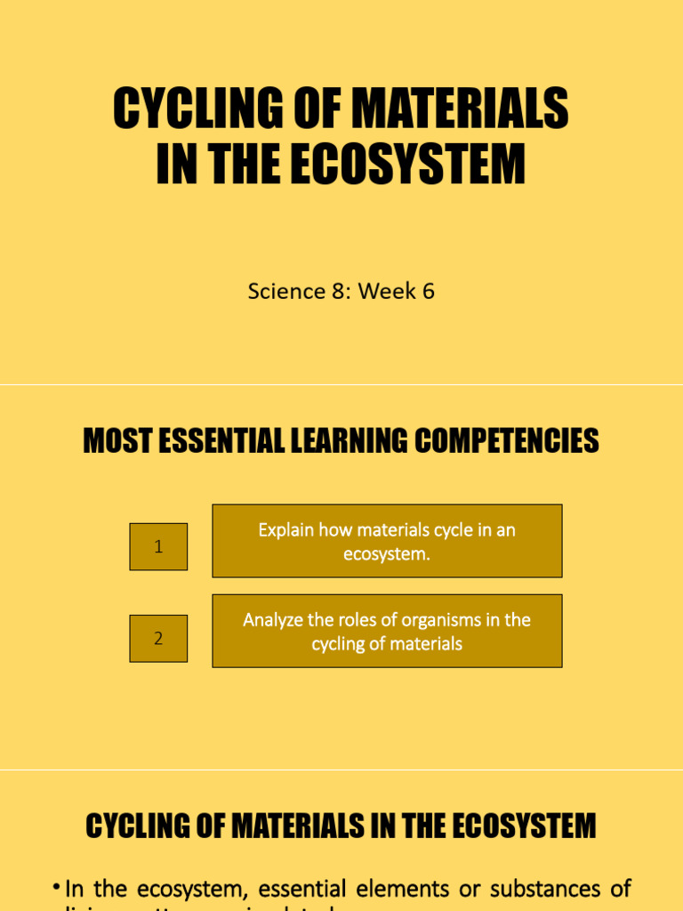 Q4. L6 Cycling of Materials in The Ecosystem | PDF | Ecosystem | Water Cycle