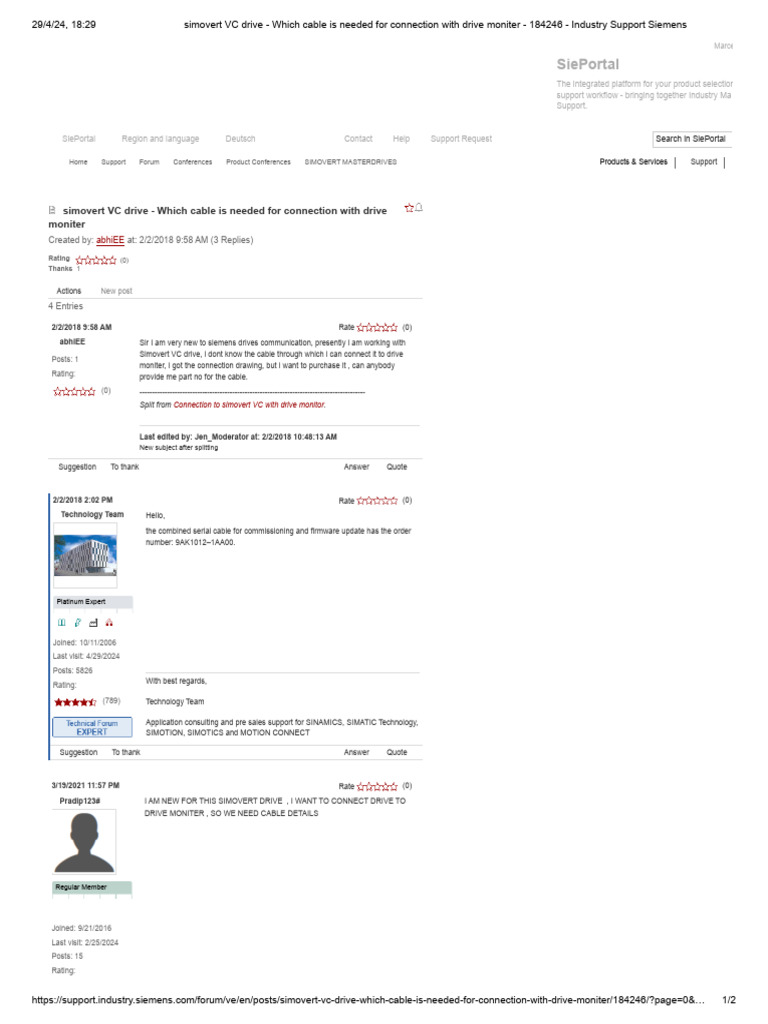 Simovert VC Drive Cable Details | PDF | Software | Computing