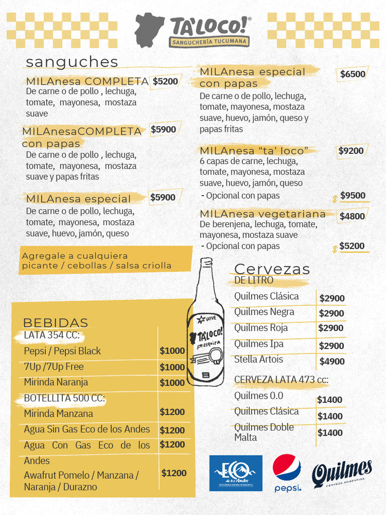 Menu Ta Loco | PDF | Alimentos | Cocina