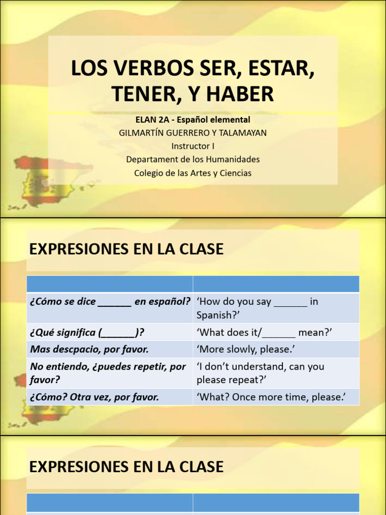 01 ELAN 2A - 05 Los Verbos Ser, Estar, Tener y Haber | PDF | Numero ...