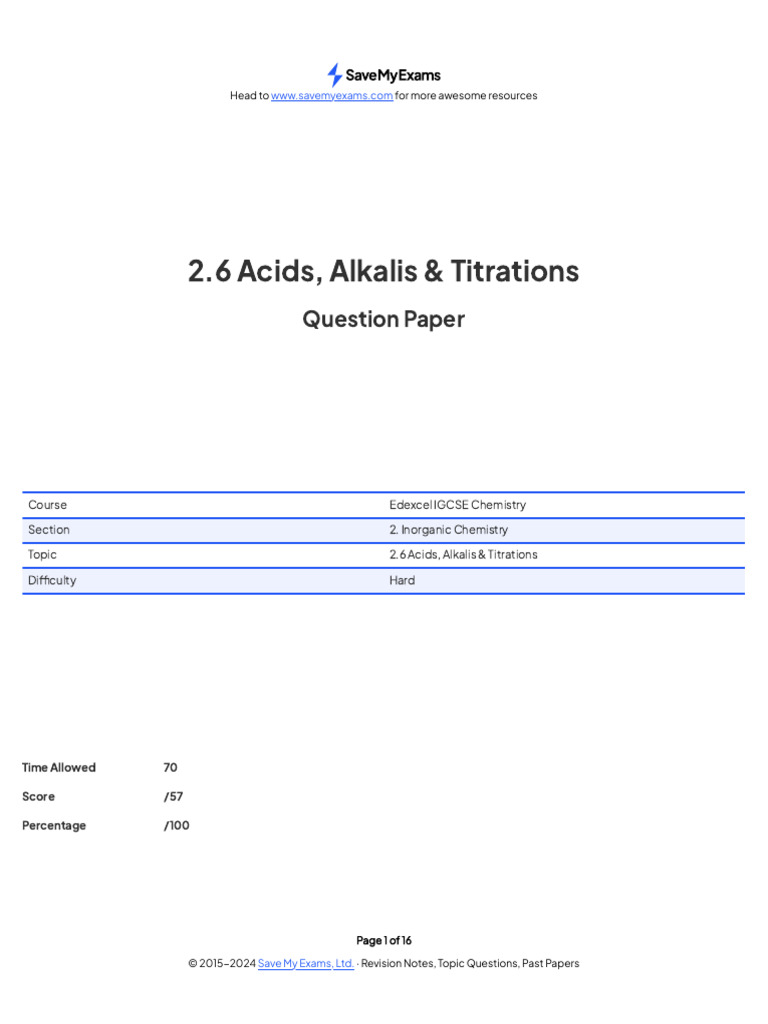 Chemistry Acid Alkali and Titration | PDF | Titration | Chemistry Chemistry Acid Alkali and Titration | PDF | Titration | Chemistry